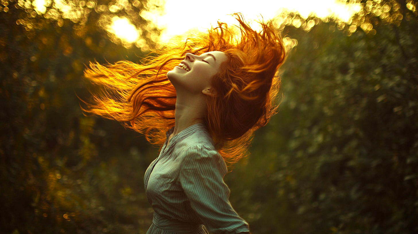 楽しさの中で踊る赤髪の少女 | フリー素材 | Pic+Mucho