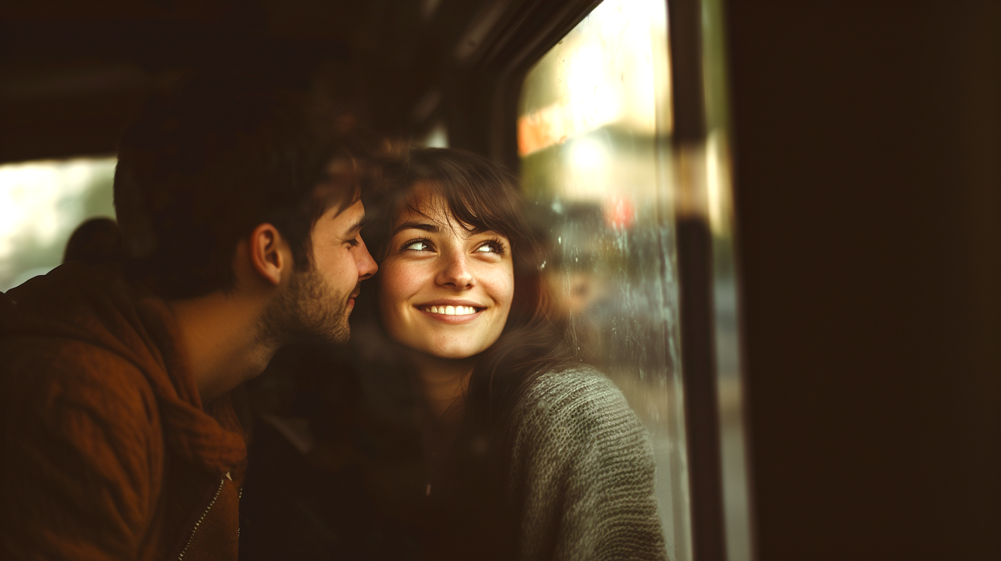 雨の日の窓越しに映る恋人たち | フリー素材 | Pic+Mucho